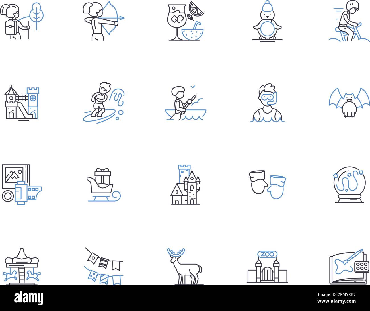 Holidays outline icons collection. Vacation, Festive, Trip, Celebration ...