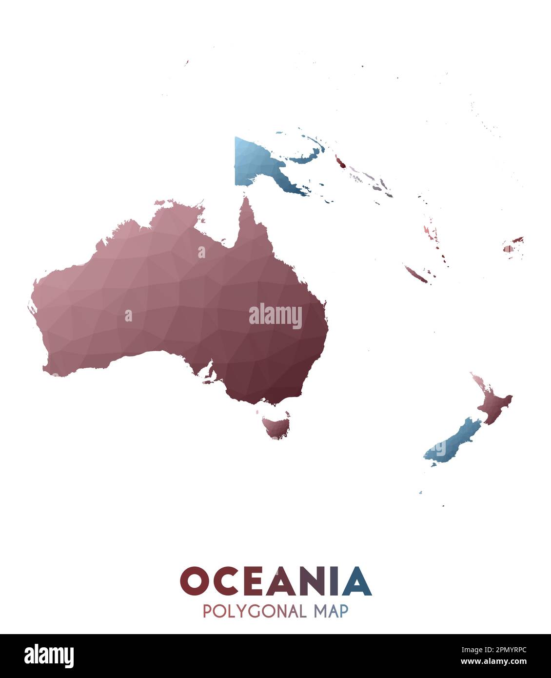 Oceania Map. Admirable low poly style continent map. Actual vector ...
