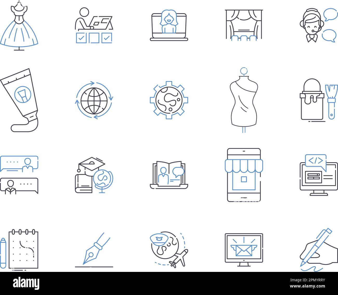 Freelance and professions outline icons collection. Freelance ...