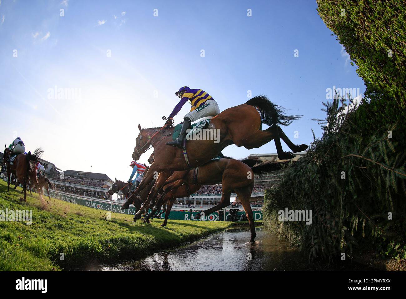 Corach Rambler ridden by Derek Fox goes over the water jump during The ...