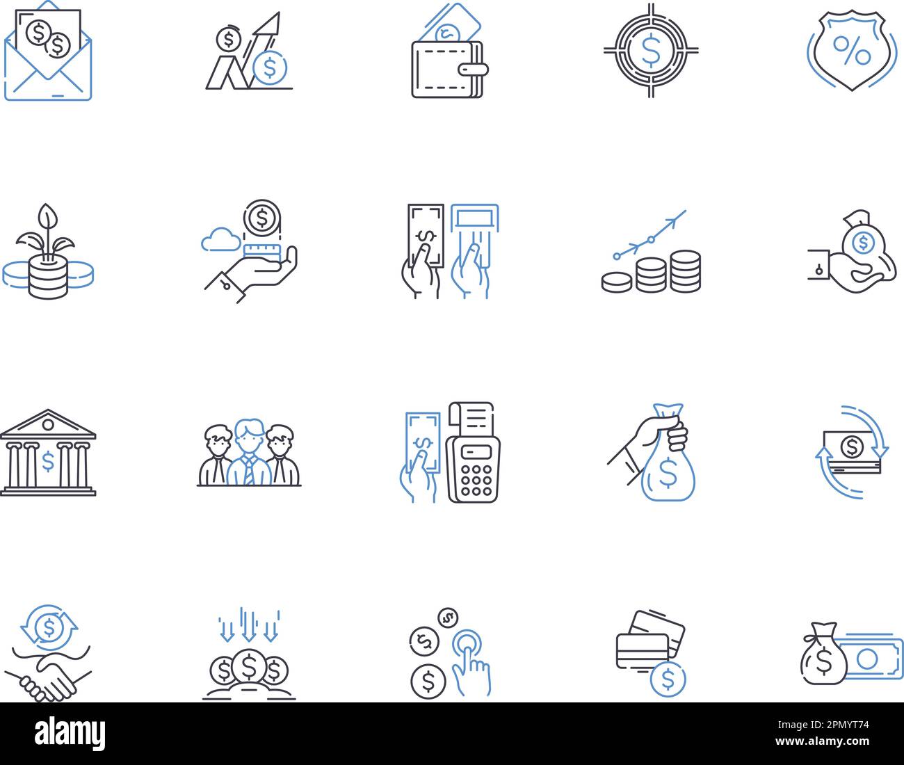 Investment management outline icons collection. Invest, Management ...