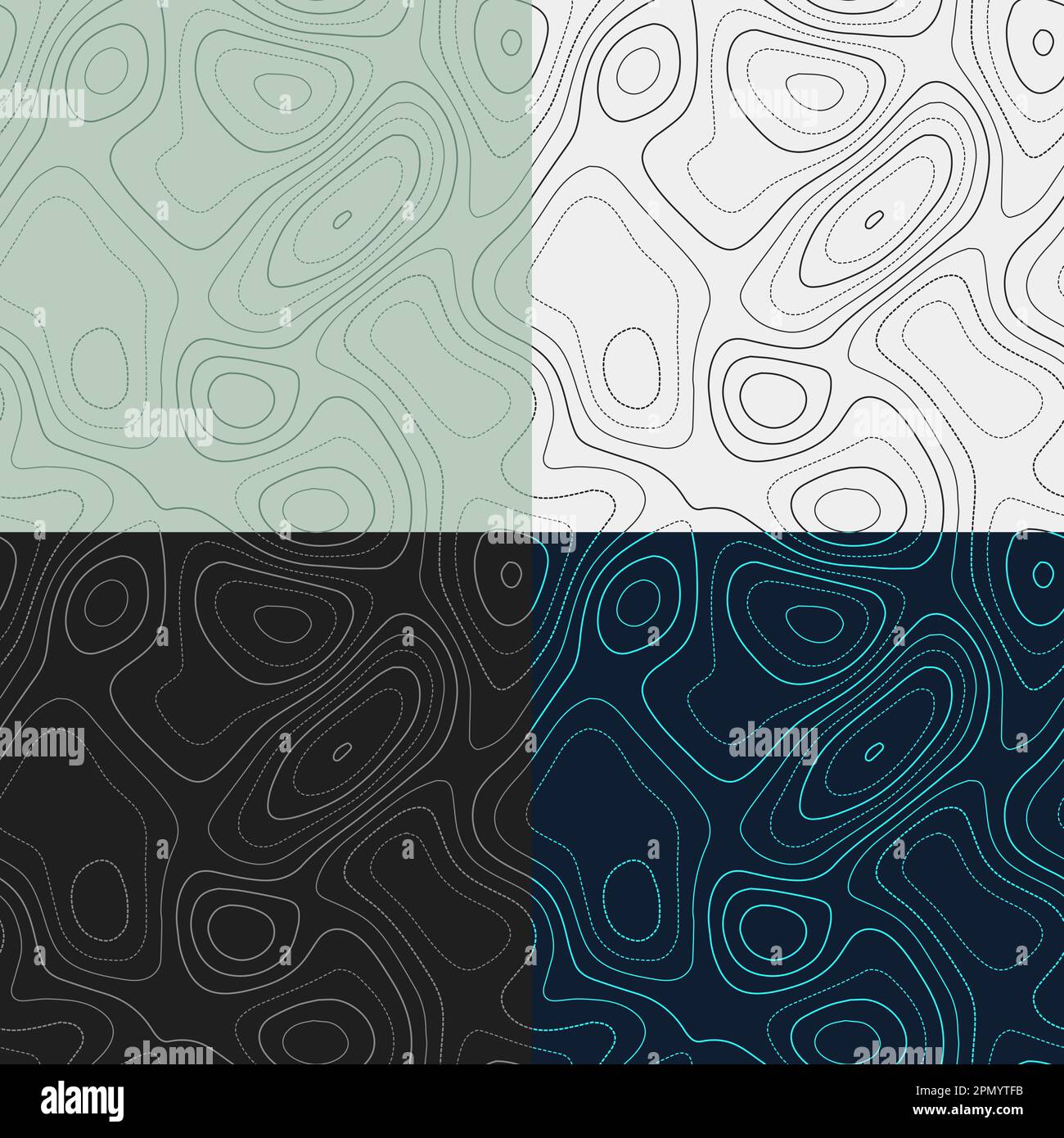 Topography patterns. Seamless elevation map tiles. Captivating isoline ...