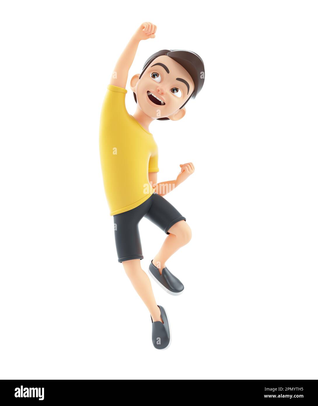 3d boy jumping for joy, illustration isolated on white background Stock ...