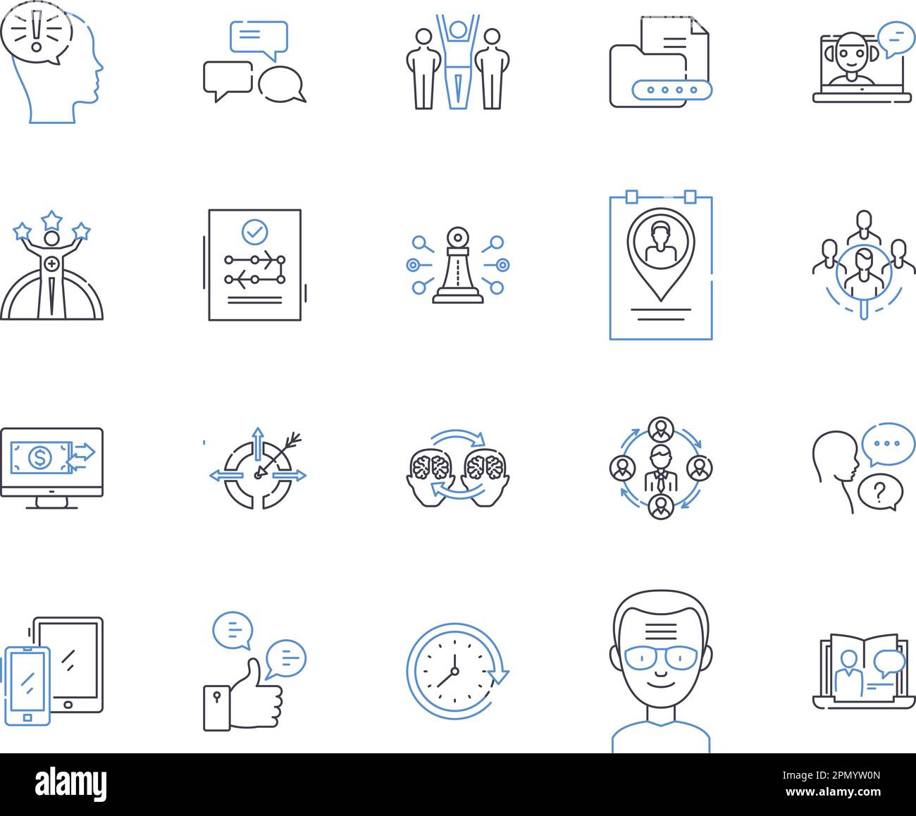 Business linkages outline icons collection. Linkages, Business ...