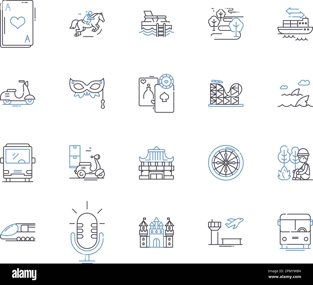 Travelingand vacation outline icons collection. Holiday, Touring ...