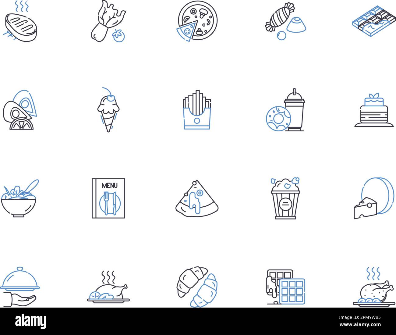 Food outline icons collection. Food, cuisine, diet, delicacy, nutrition ...