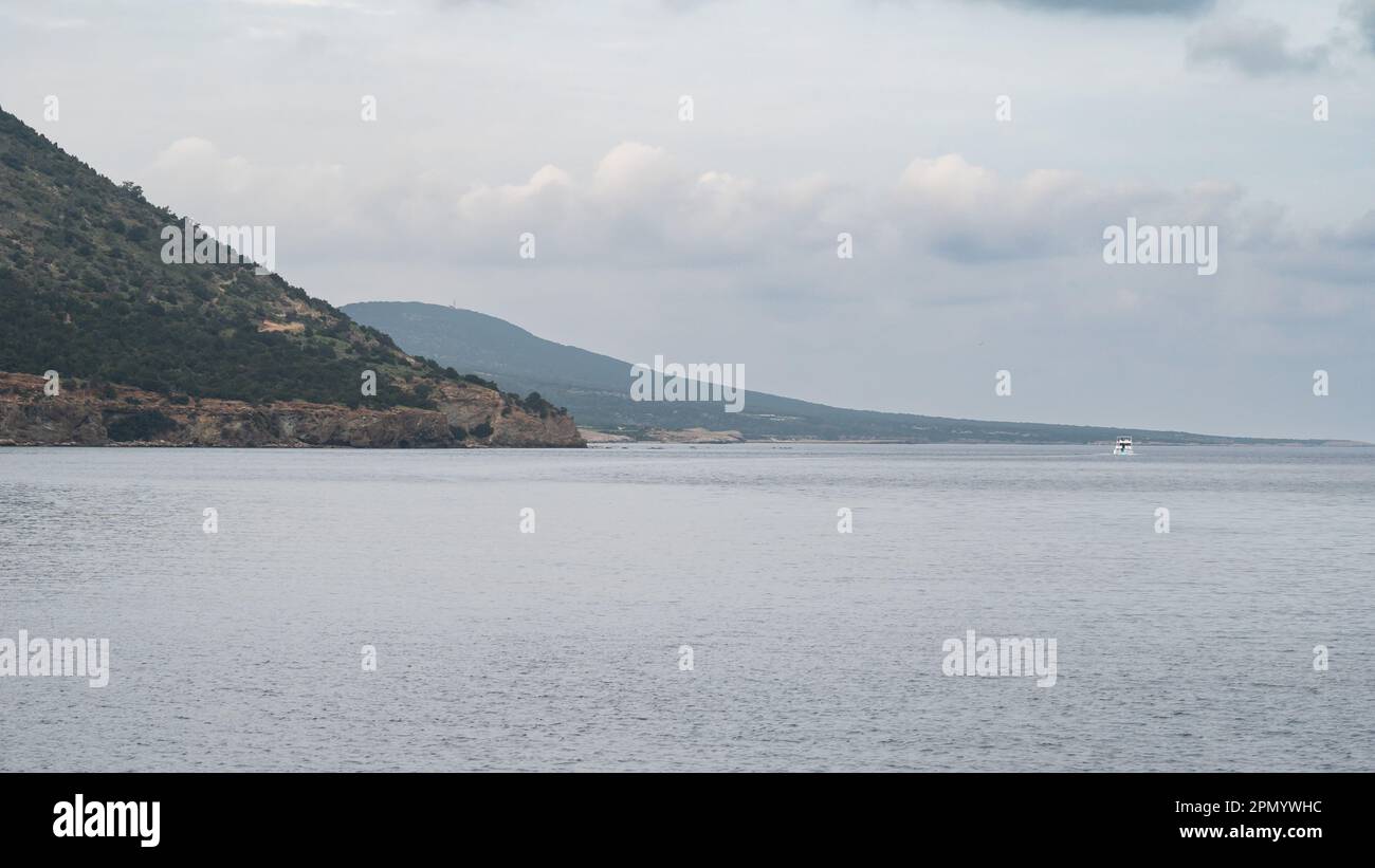 The rocks and hills at the coastal line of the Chrysochou Bay near Neo ...
