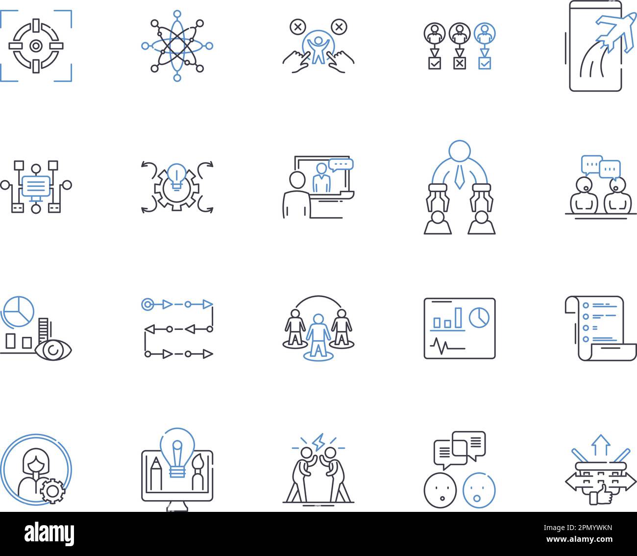 Partnership cooperation outline icons collection. Collaboration, Communion, Accord, Unity ...