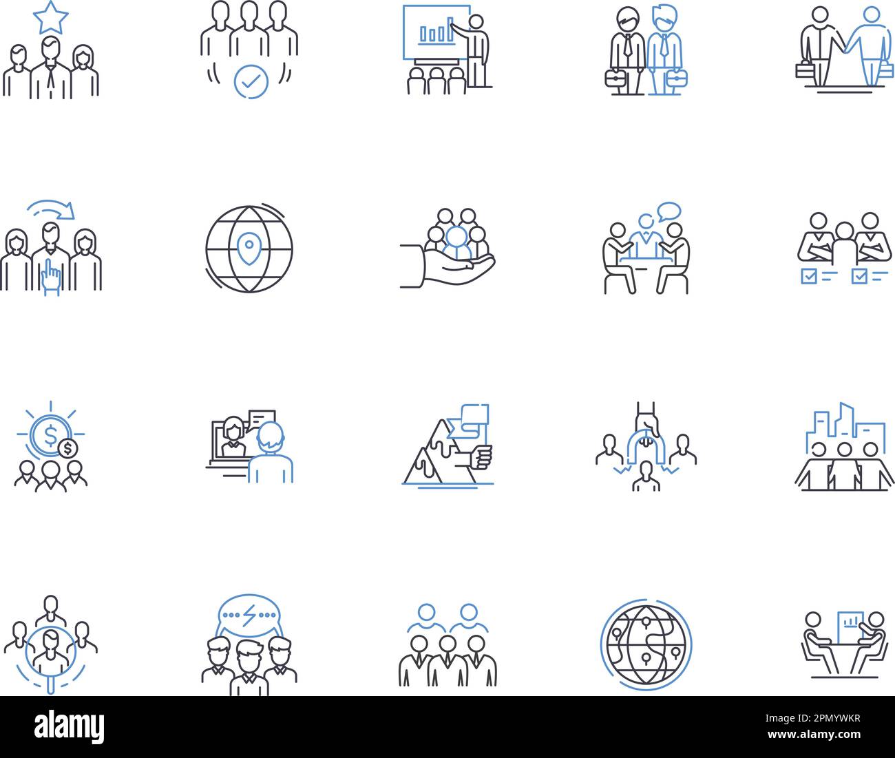 Partnership outline icons collection. Collaboration, Association, Union ...
