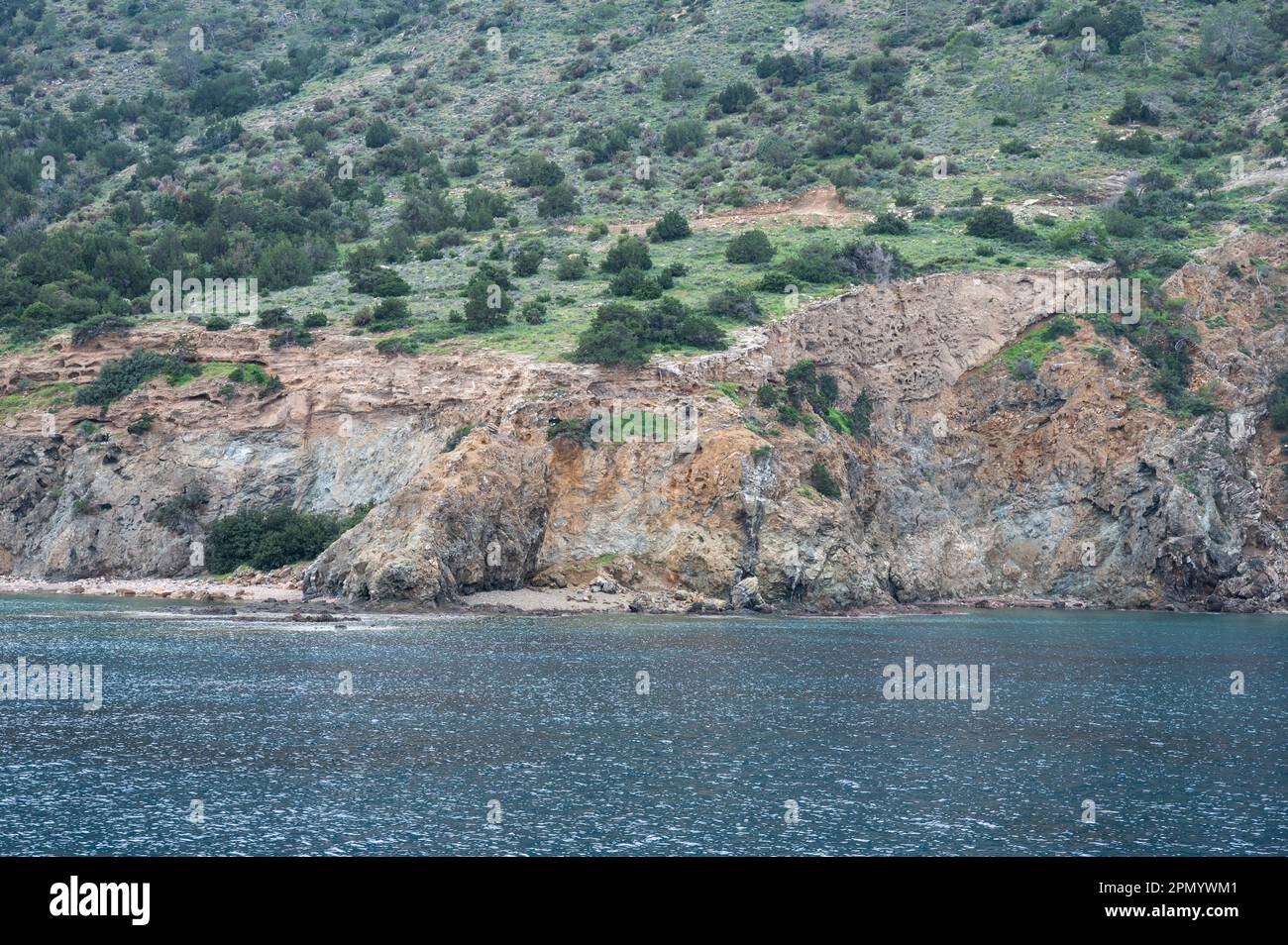 The rocks and hills at the coastal line of the Chrysochou Bay near Neo ...