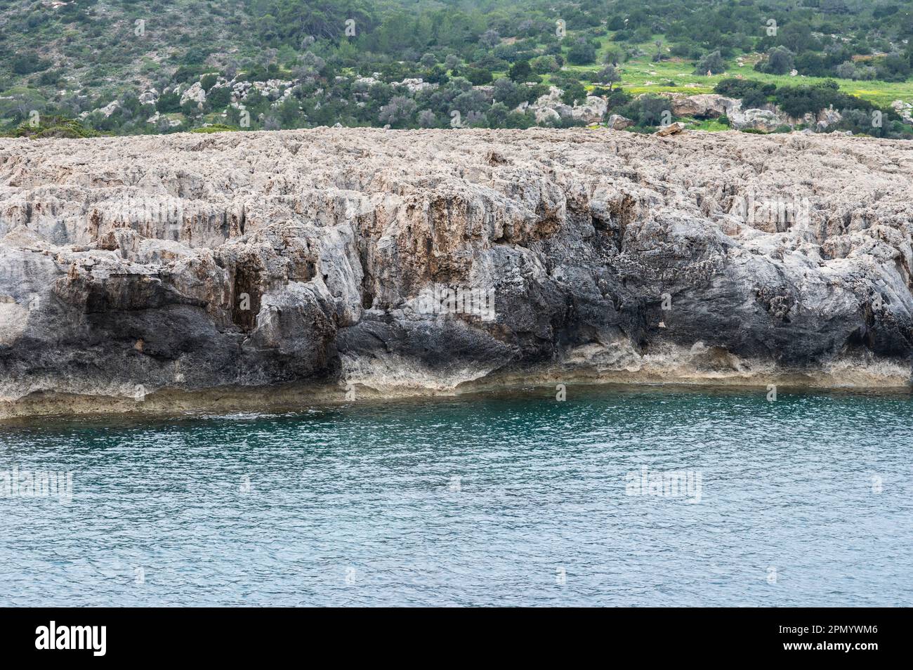 The rocks and hills at the coastal line of the Chrysochou Bay near Neo ...