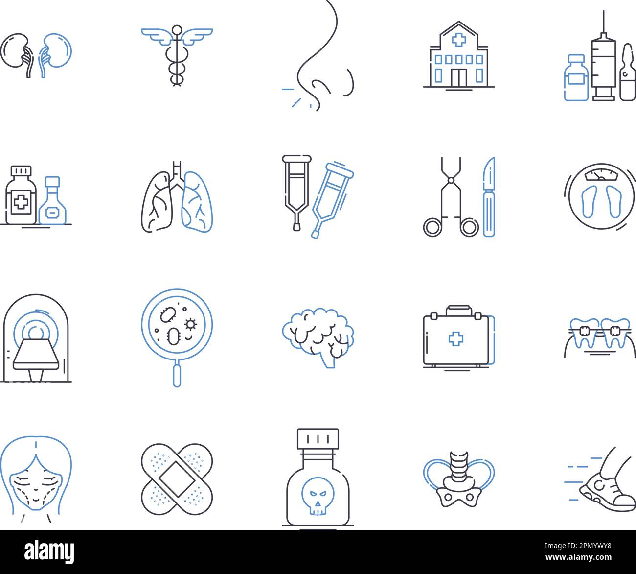 Health check up outline icons collection. Examination, Diagnosis ...