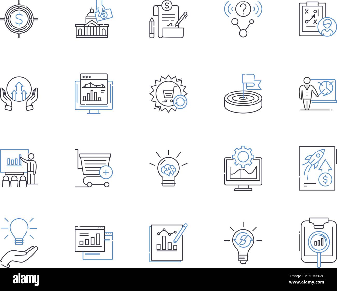 Strategy and idea outline icons collection. strategy, idea, planning ...