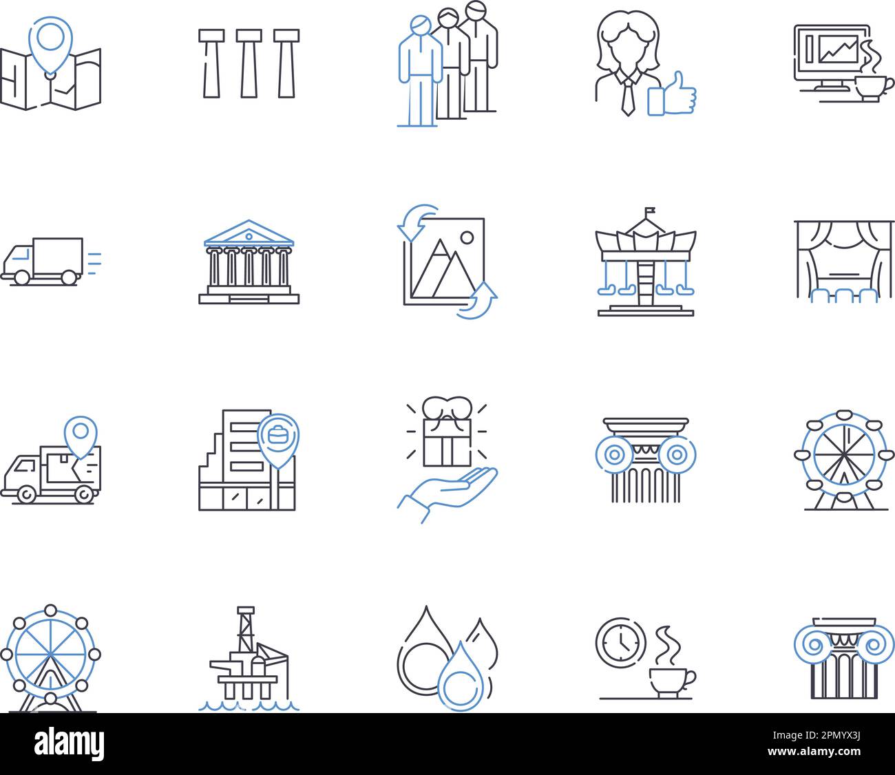 City and shops outline icons collection. City, Shops, Shopping ...