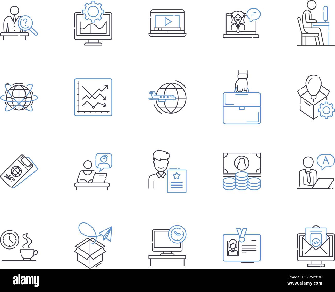 Corporation office outline icons collection. Corporate, Office ...