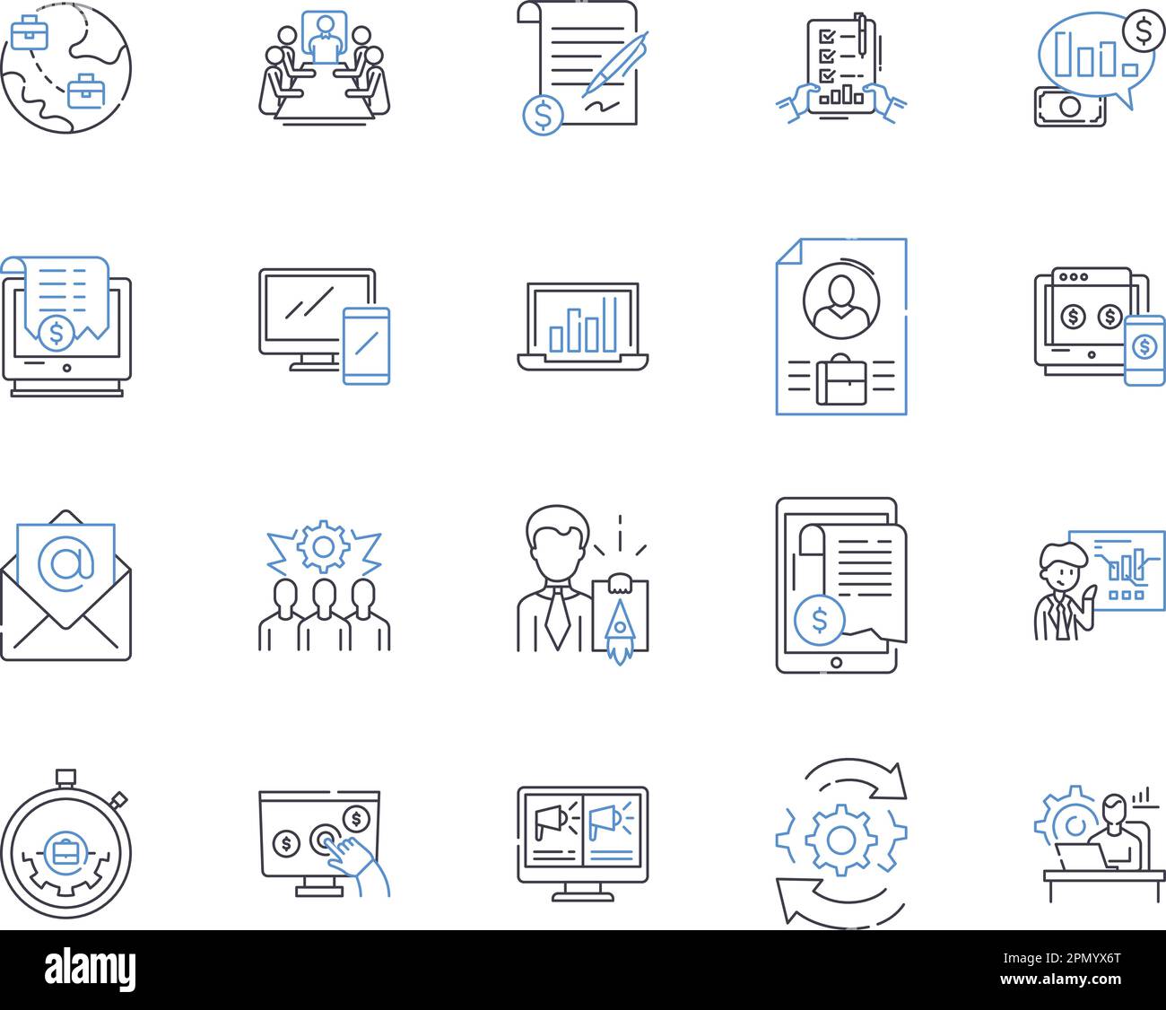 Start up management outline icons collection. Entrepreneurship ...