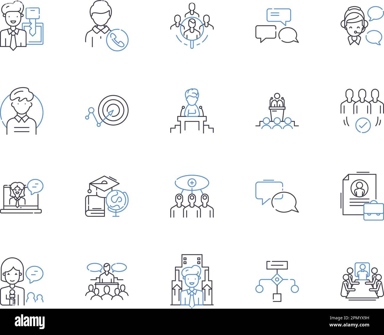 Management department outline icons collection. Managing, Session ...
