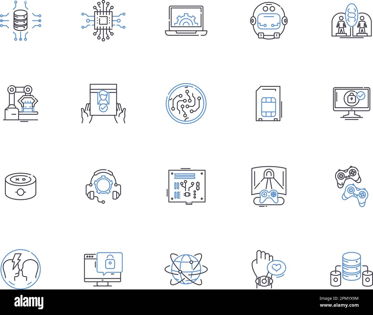 Hardware Outline Icons Collection Hardware Components Peripherals