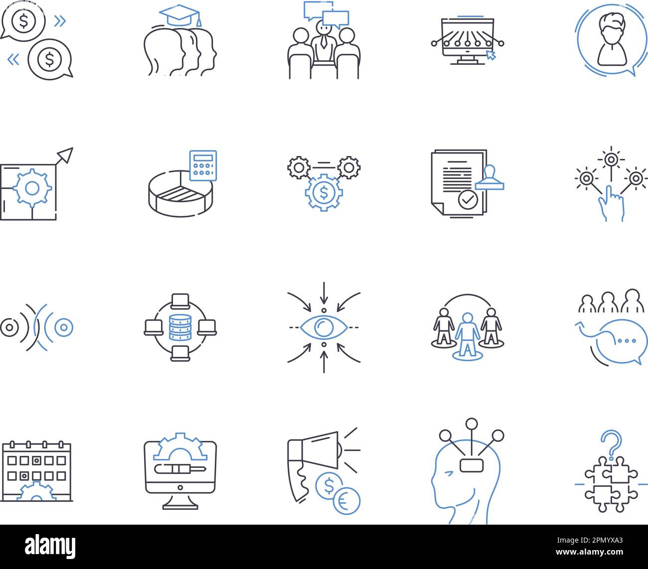 Community management outline icons collection. Community, Management ...