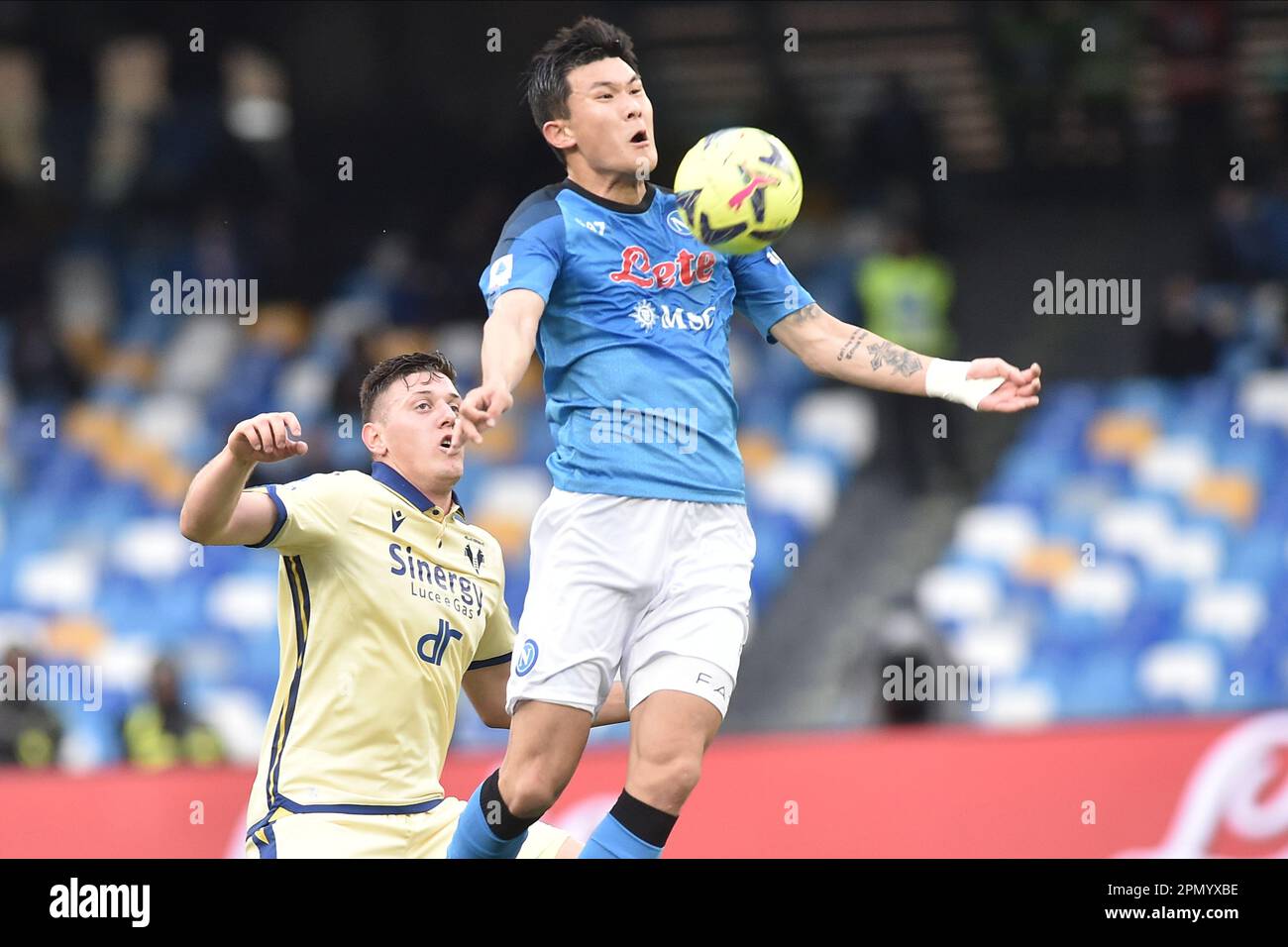 Naples, Italy. 15th Apr, 2023. Min-Jae Kim of SSC Napoli Adolfo Gaich ...