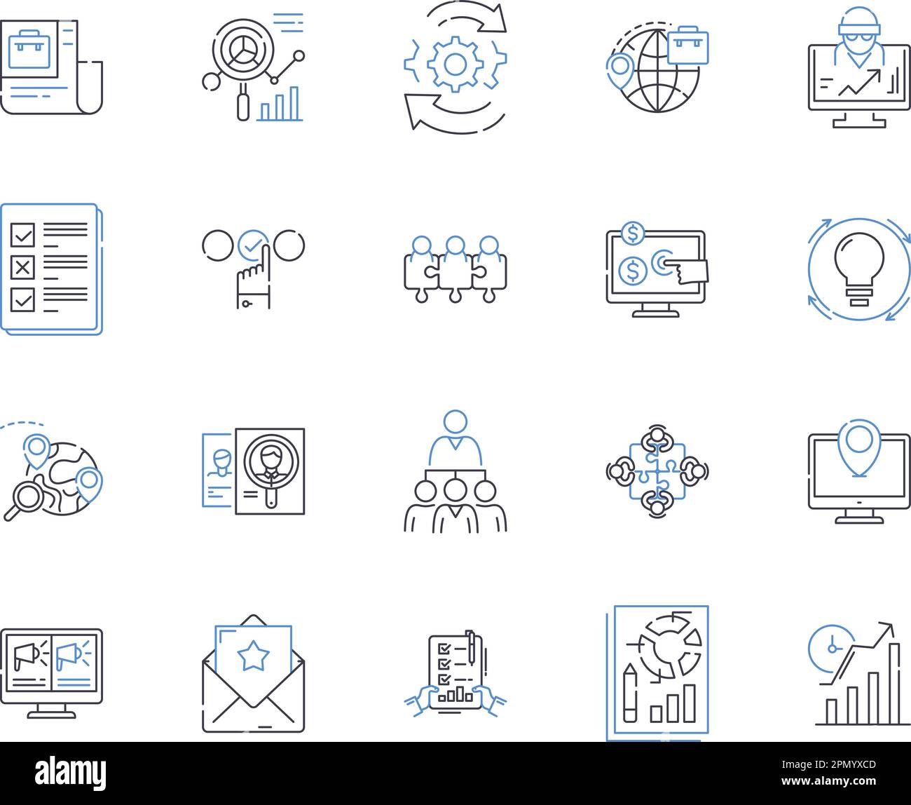 Business development outline icons collection. Sales, Leads, Strategy ...