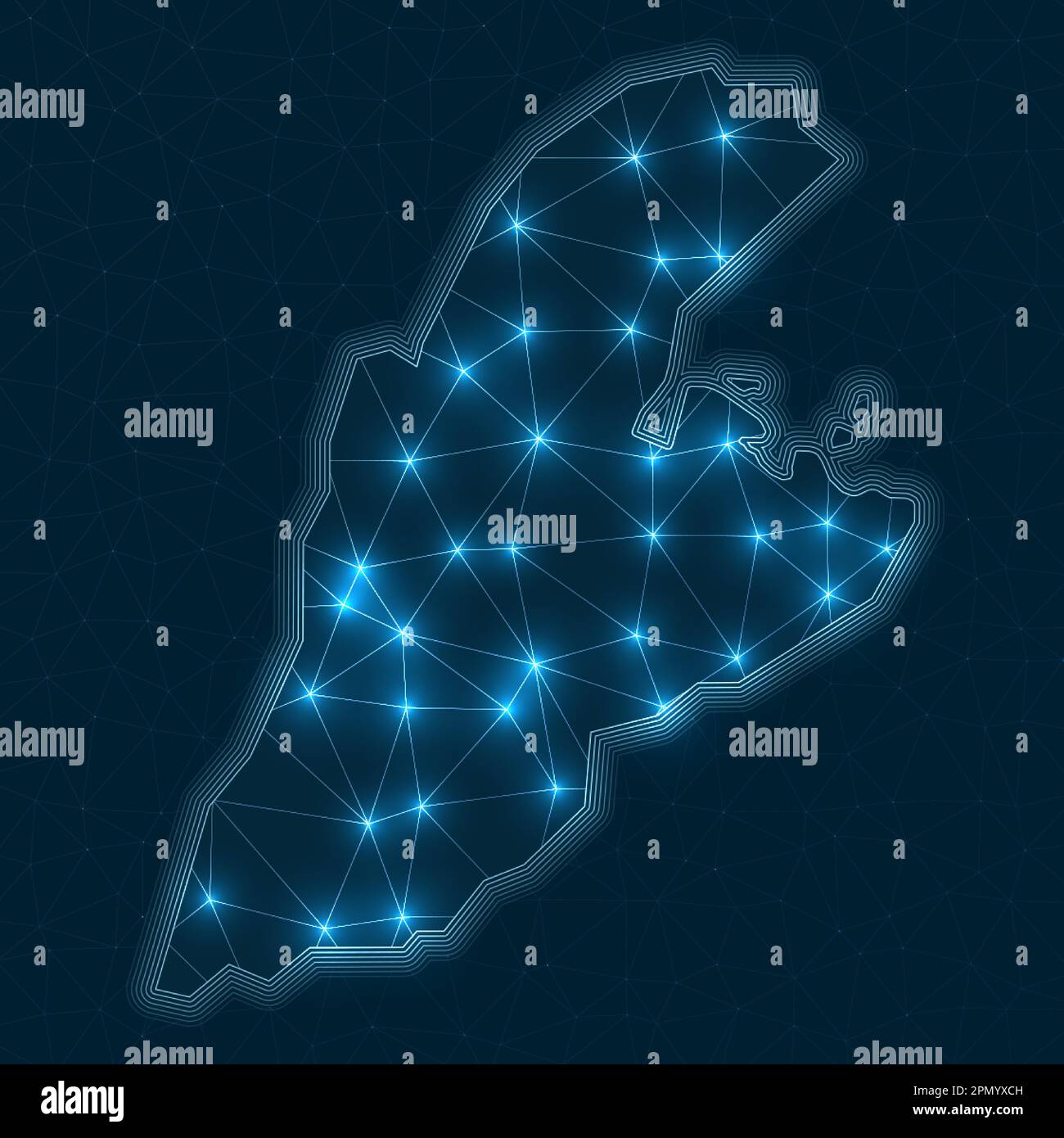 Kastellorizo network map. Abstract geometric map of the island. Digital ...