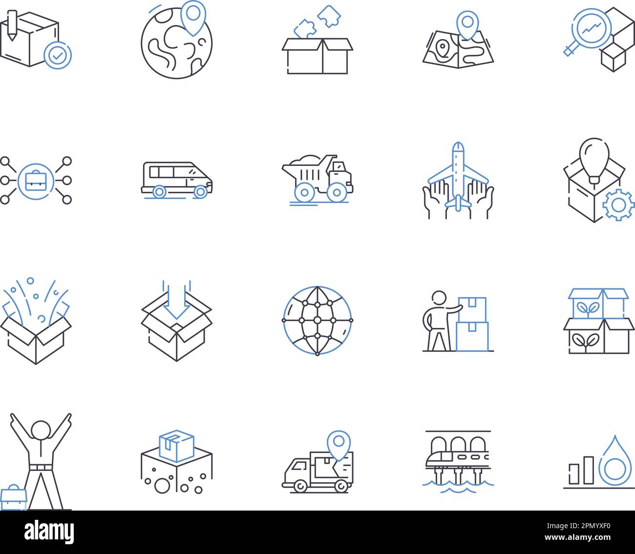 Logistic Management Outline Icons Collection Logistics Management