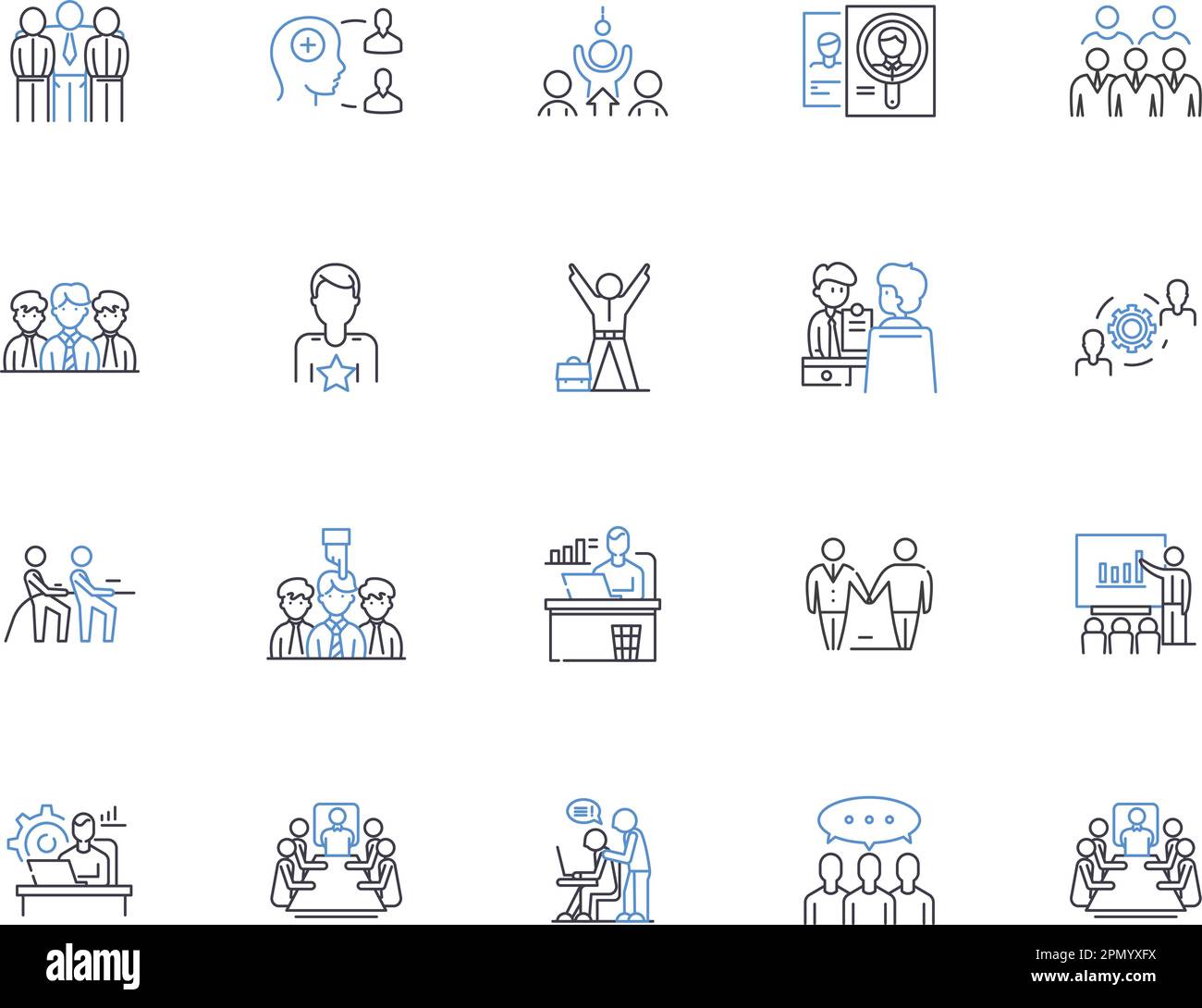 Staff outline icons collection. Personnel, Employees, Associates ...