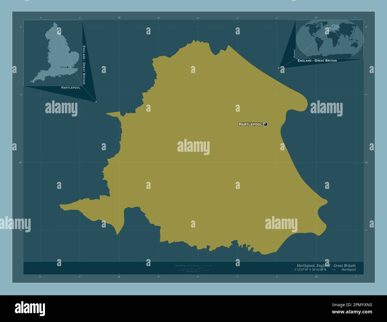 Hartlepool, unitary authority of England - Great Britain. Solid color ...