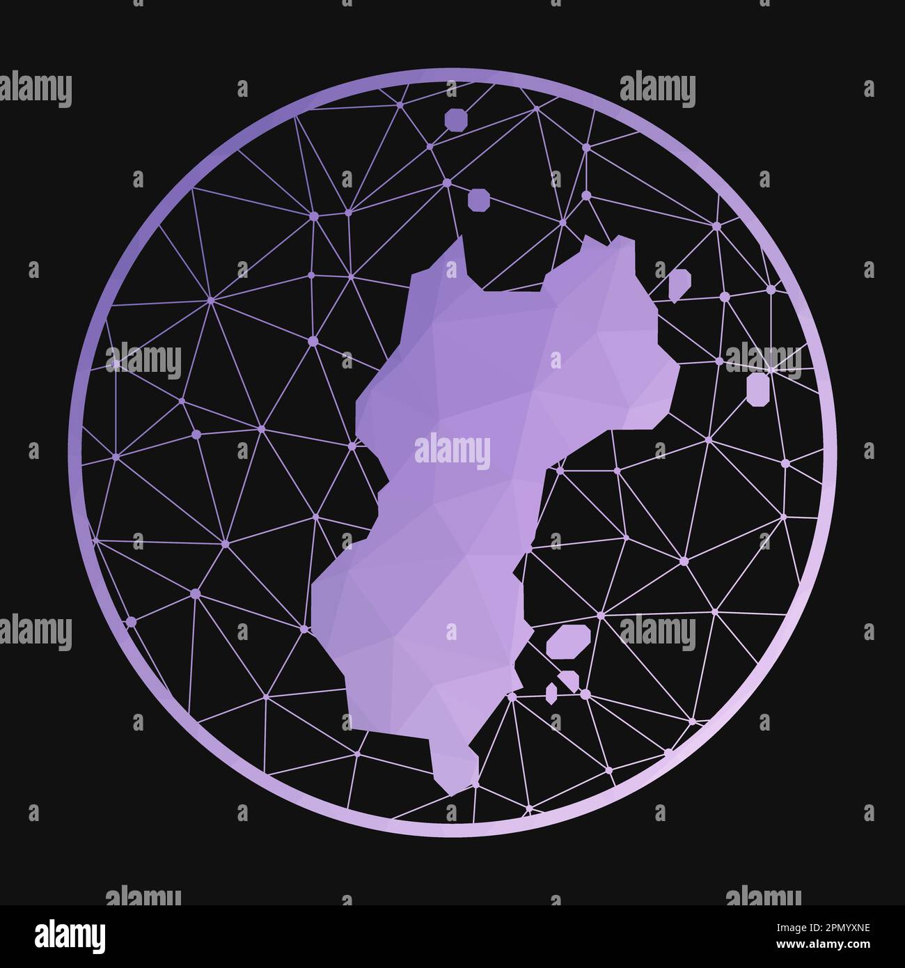 Mustique icon. Vector polygonal map of the island. Mustique icon in ...