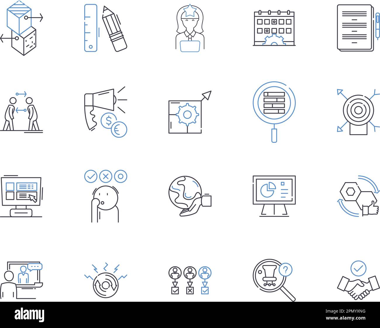 Partnership relation outline icons collection. Alliance, Cooperation ...