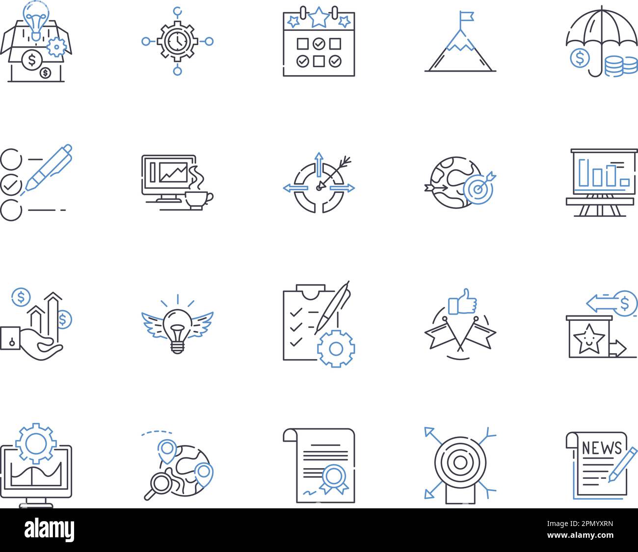 Company success outline icons collection. Profitability, Profits ...