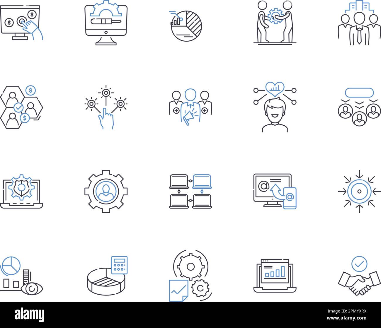Cooperation outline icons collection. Collaboration, Joint-effort ...