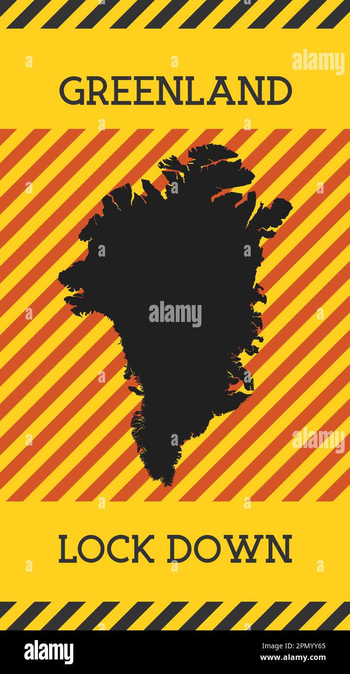 Greenland Lock Down Sign. Yellow country pandemic danger icon. Vector ...