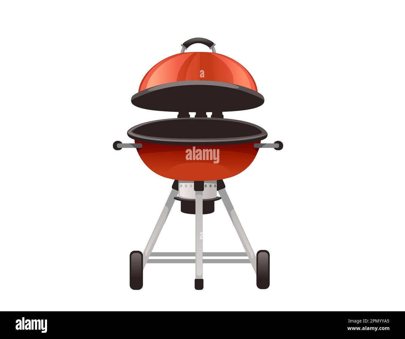 BBQ grill with wheels cooking equipment vector illustration isolated on ...