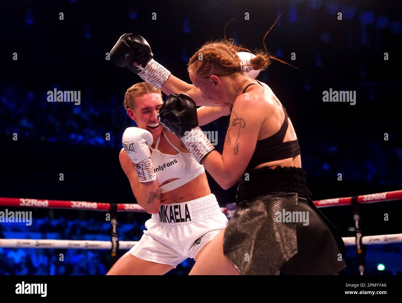 Mikaela Mayer (left) in action against Lucy Wildheart during their WBC ...