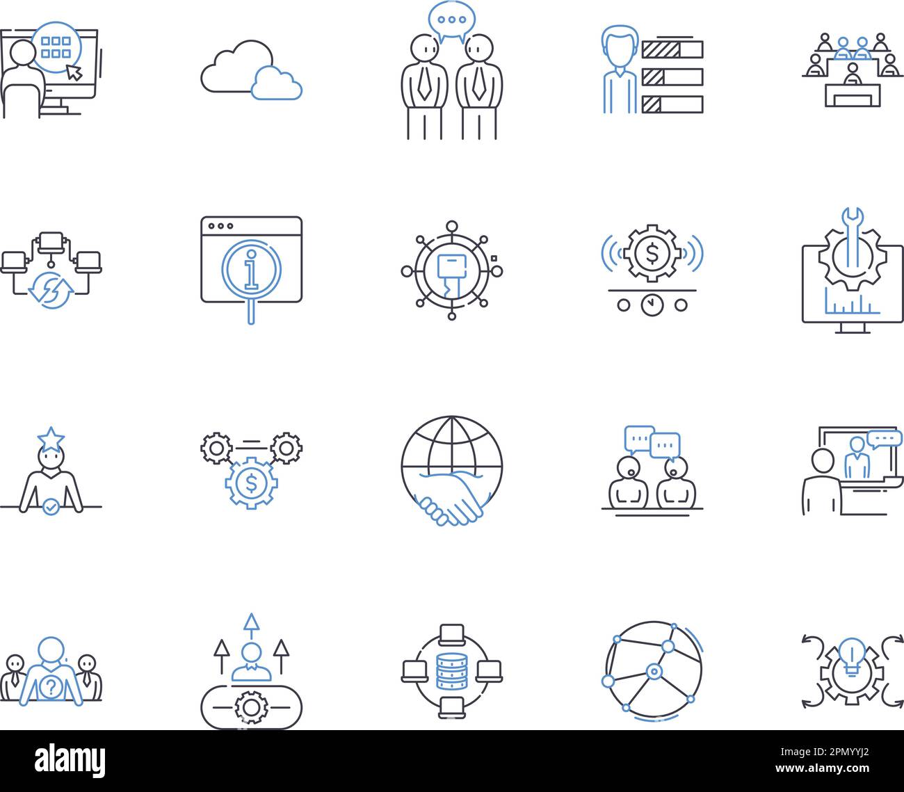 Cooperation outline icons collection. Collaboration, Joint-effort ...
