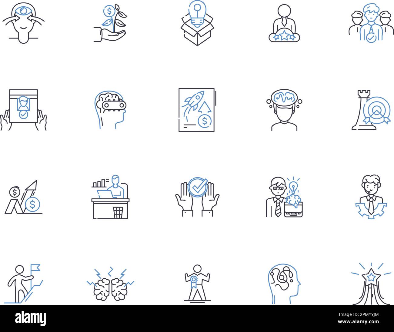 Leadership outline icons collection. Lead, Manager, Direct, Guide, Inspire, Command, Rule vector ...