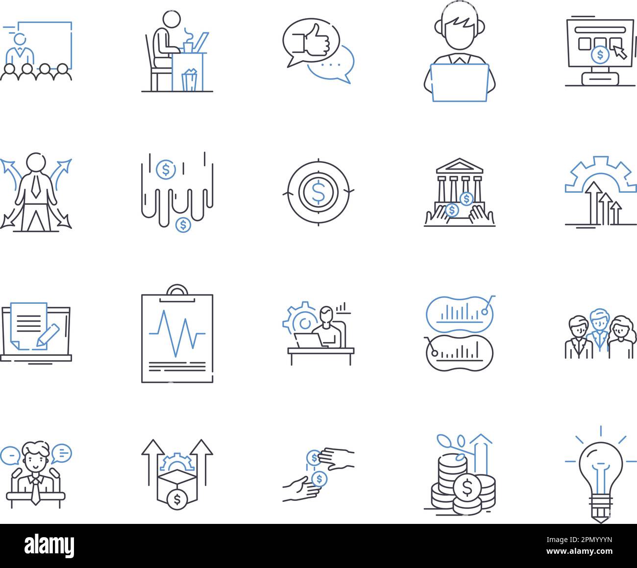 Employee progress outline icons collection. Employee, Progress ...