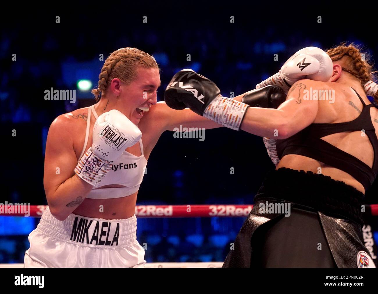 Mikaela Mayer (left) in action against Lucy Wildheart during their WBC ...