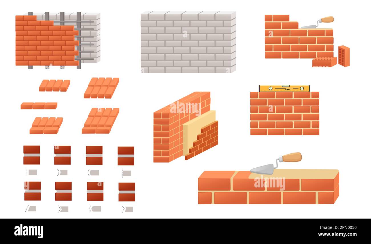 Set of brick walls vector illustration on white background Stock Vector ...