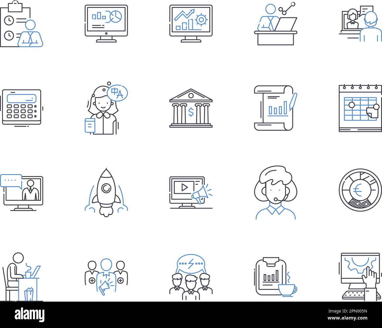 Corporation office outline icons collection. Corporate, Office ...