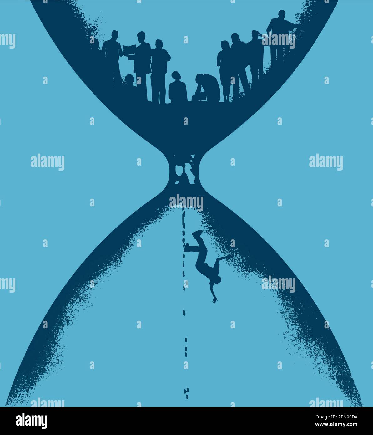 Time is running out--That is the theme of this image of people in an ...