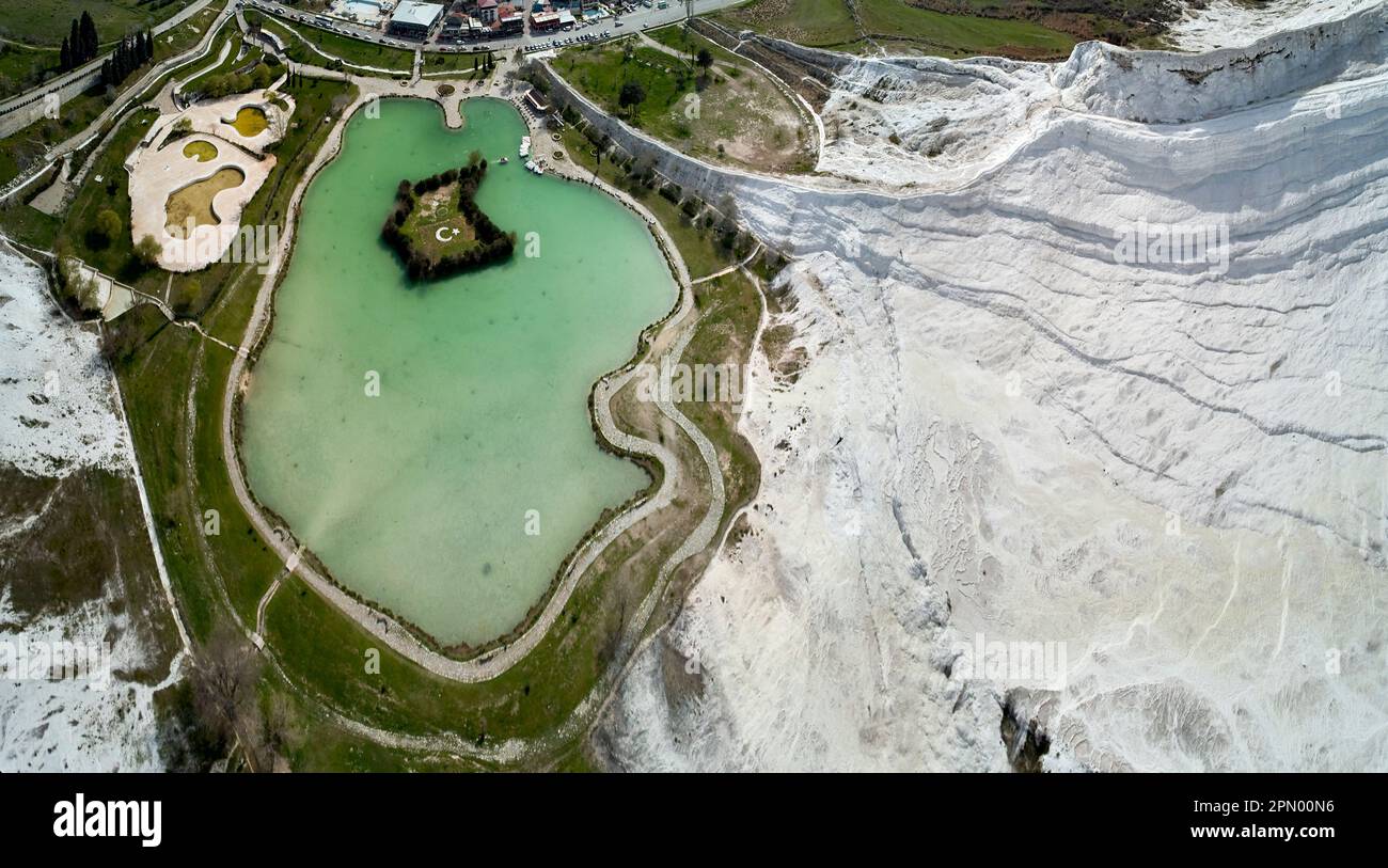 An aerial perspective of the idyllic landscape surrounding the ...