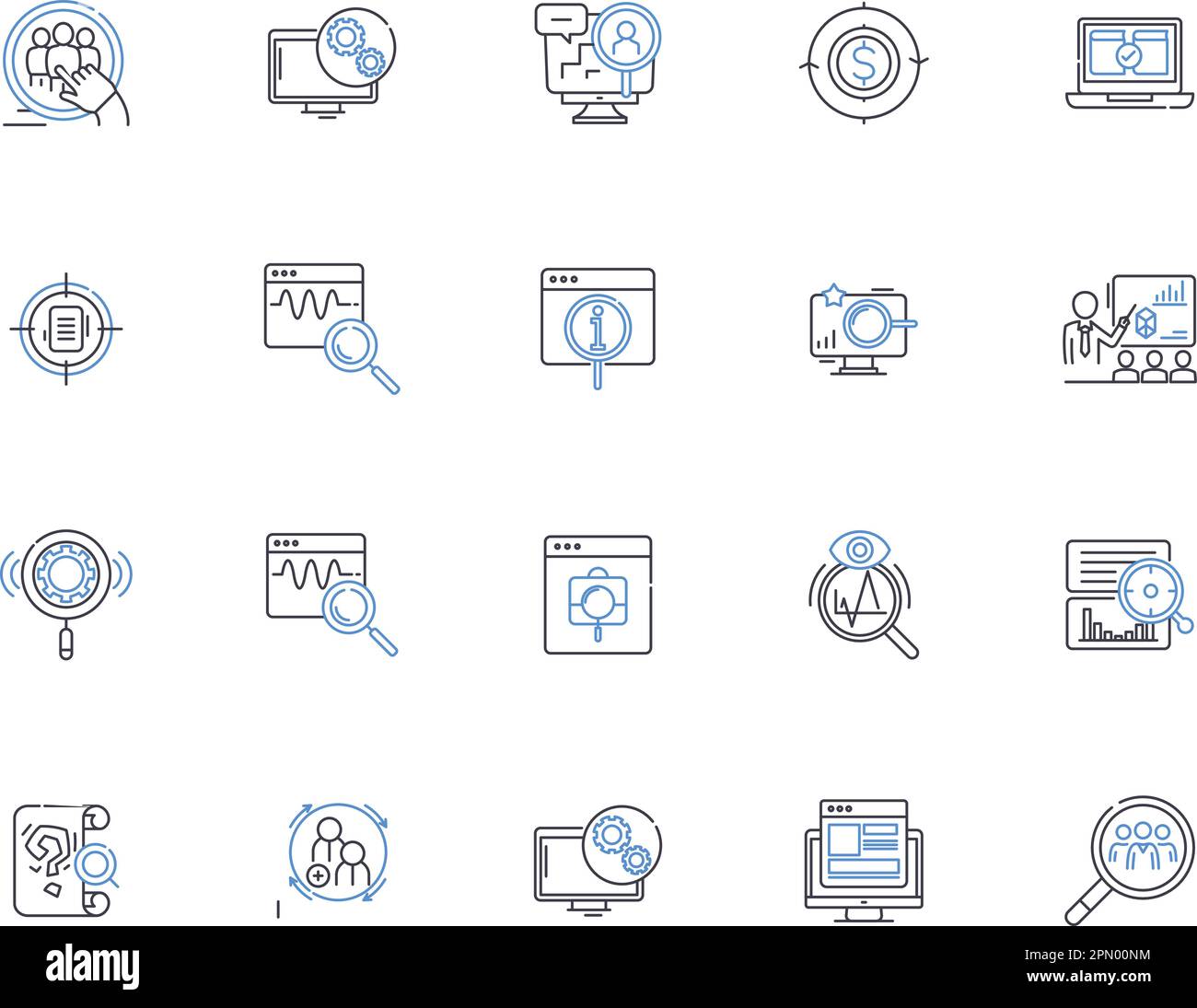 Search outline icons collection. Find, Explore, Hunt, Lookup, Locate ...