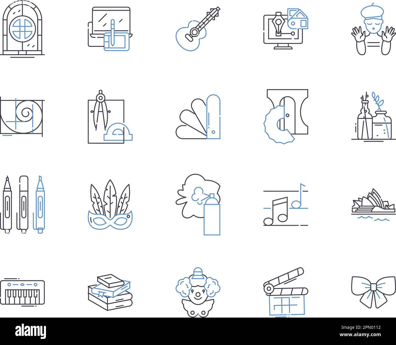 Creative Occupation Outline Icons Collection Artist Designer Musician Writer Architect