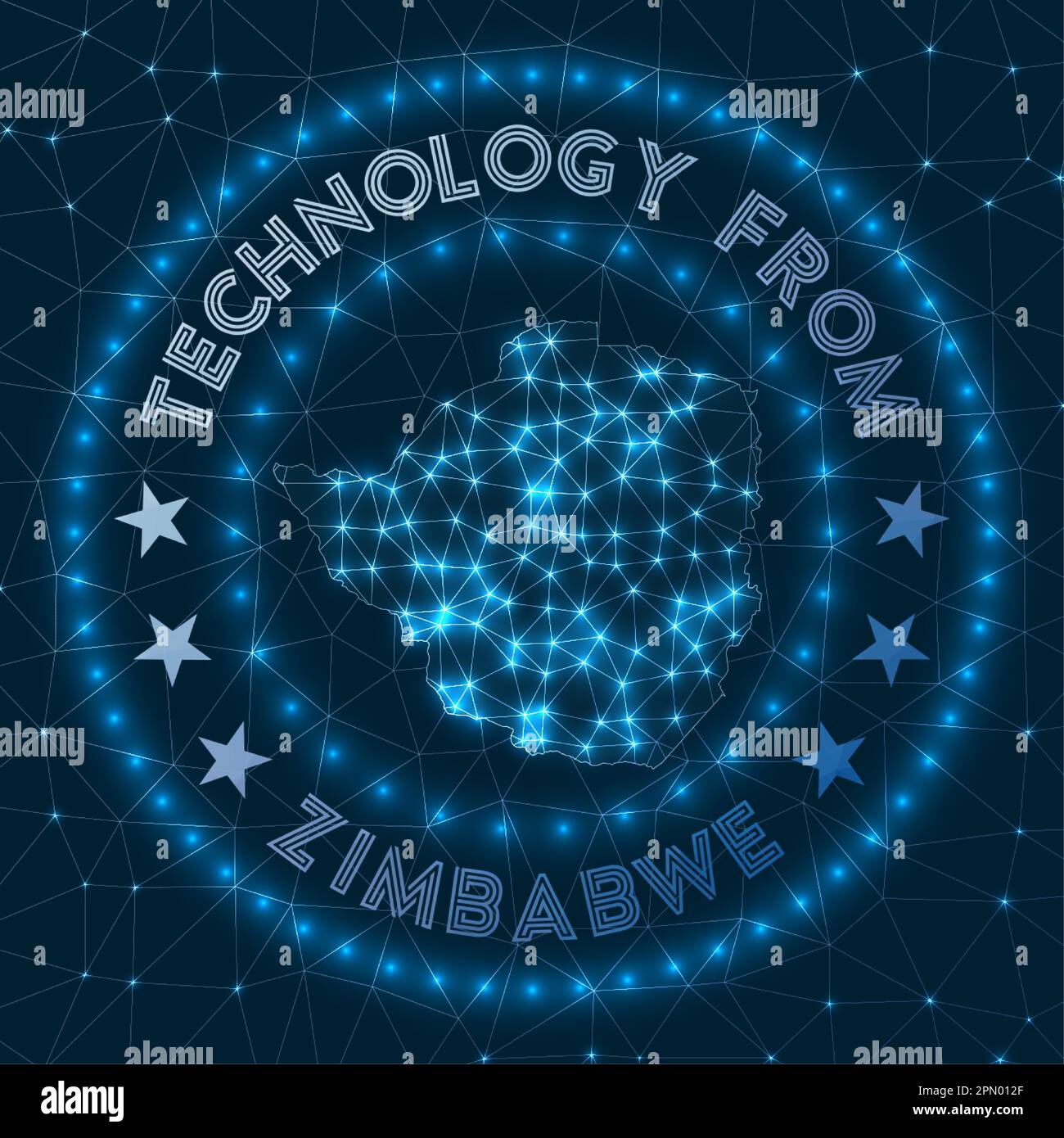 Technology From Zimbabwe. Futuristic geometric badge of the country ...