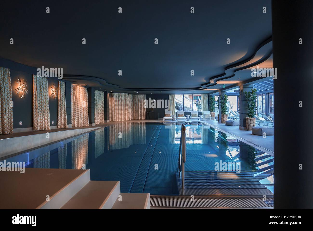 Interior of luxury hotel with swimming pool Stock Photo - Alamy