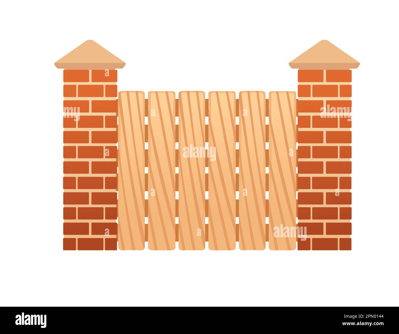 Wooden brick fence vector illustration isolated on white background ...
