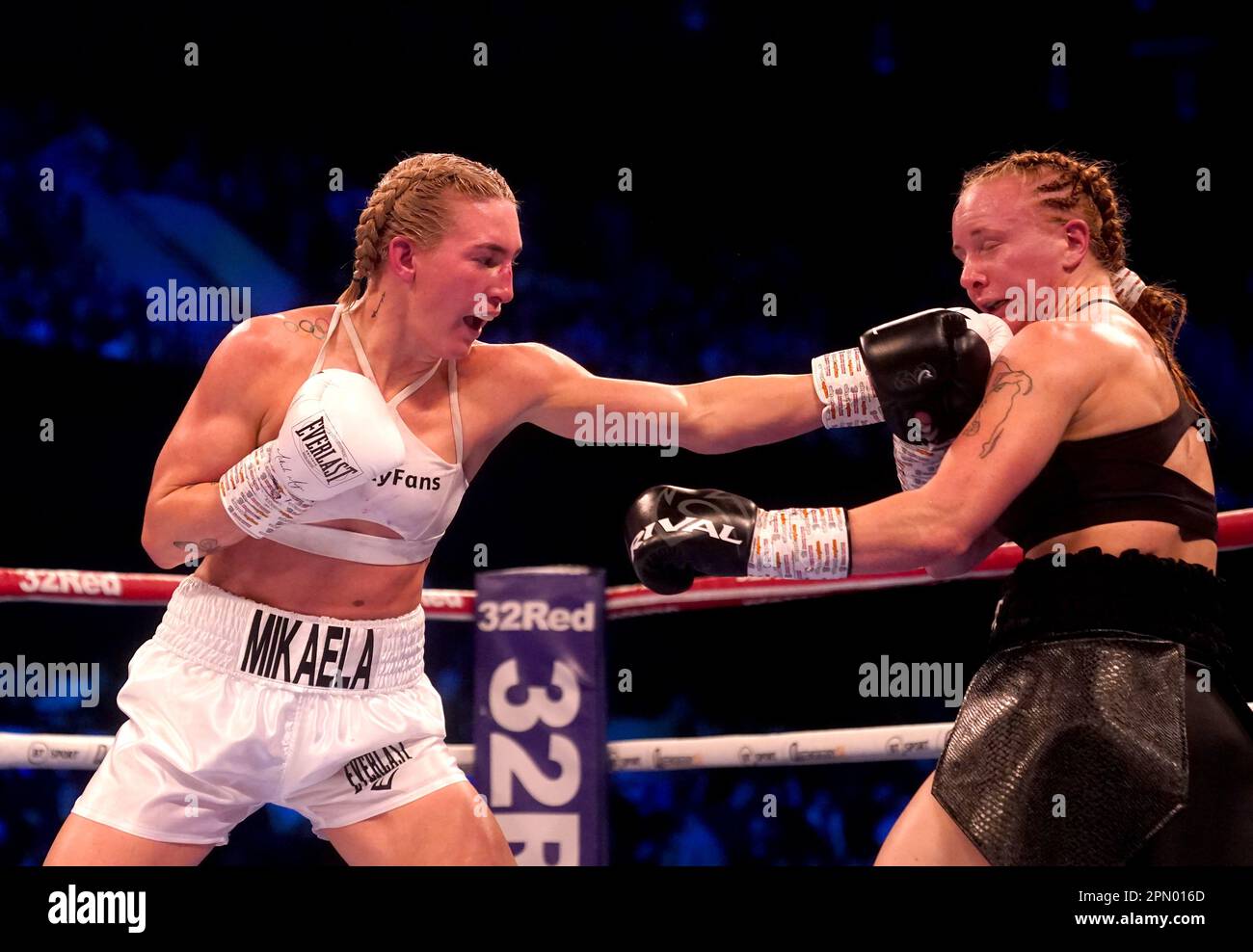 Mikaela Mayer (left) in action against Lucy Wildheart during their WBC ...